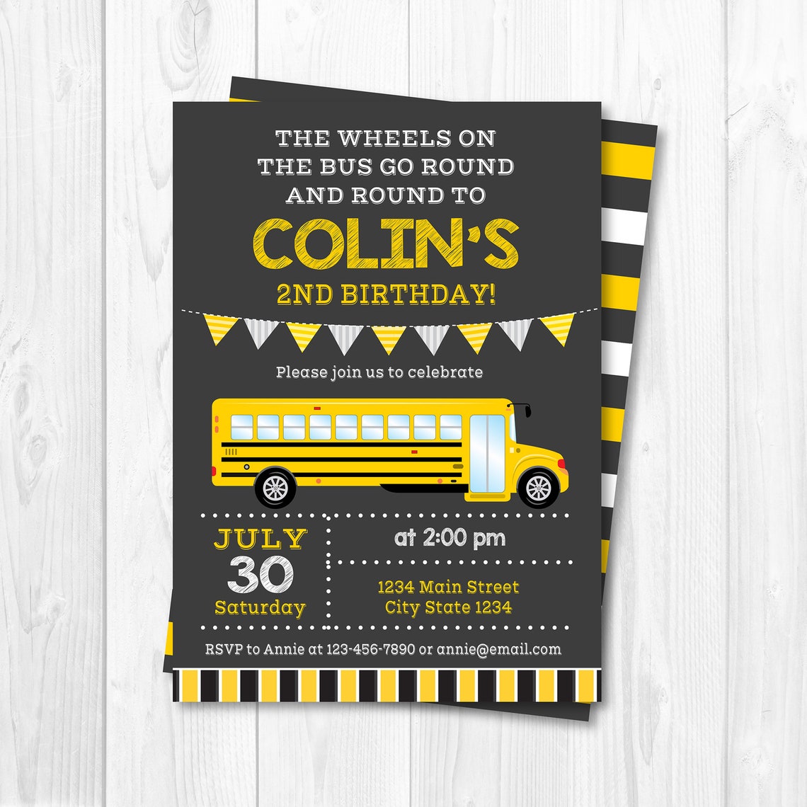 Editable School Bus Birthday Invitation School Bus Party - Etsy