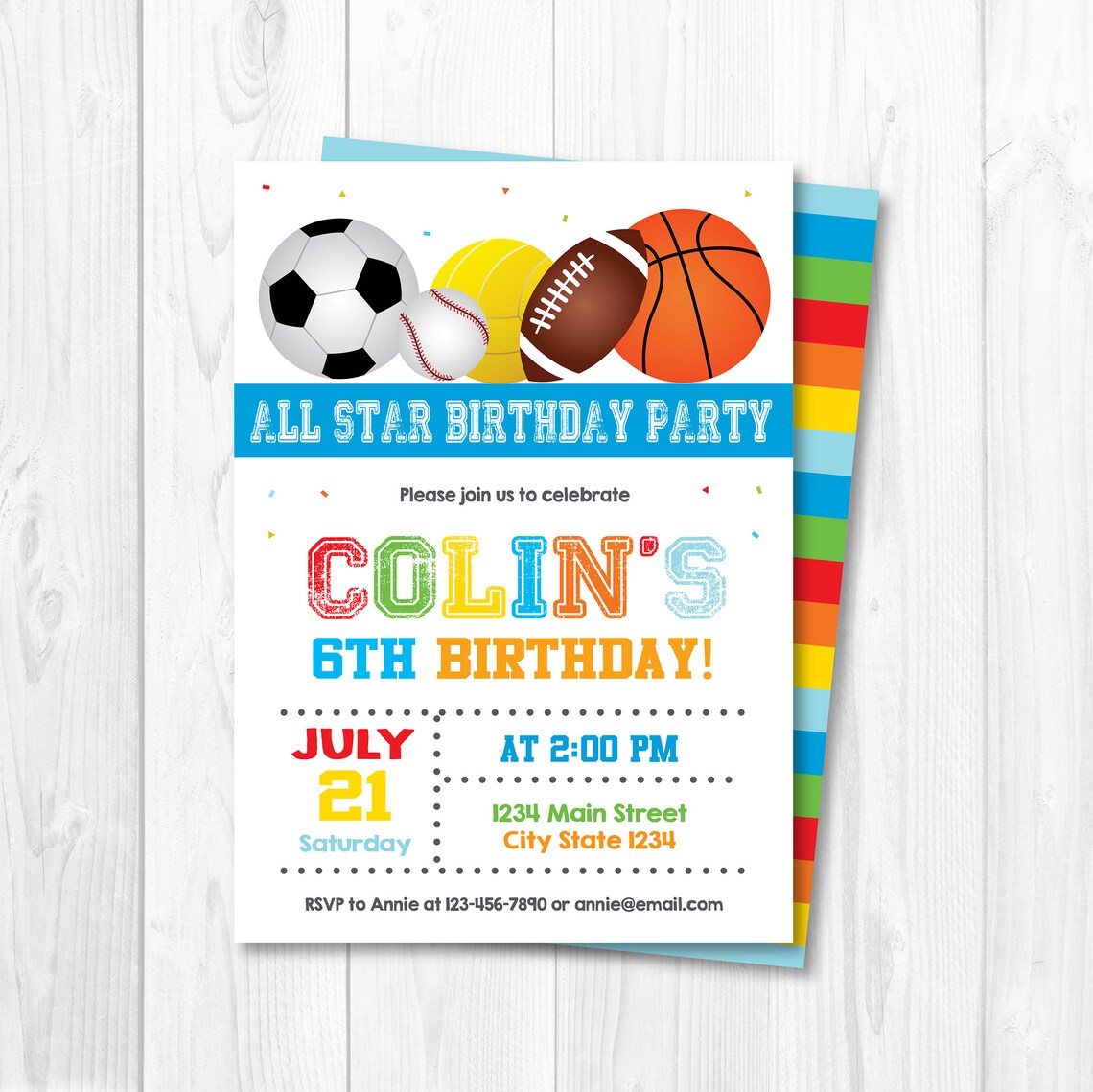 EDITABLE All-star Birthday Invitation All-star Party Sports - Etsy