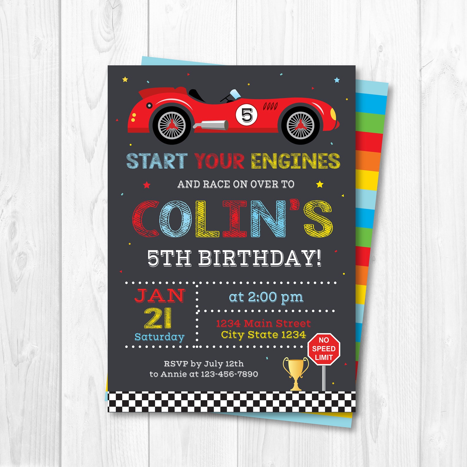 EDITABLE Race Car Birthday Invitation Racing Car Invitation - Etsy