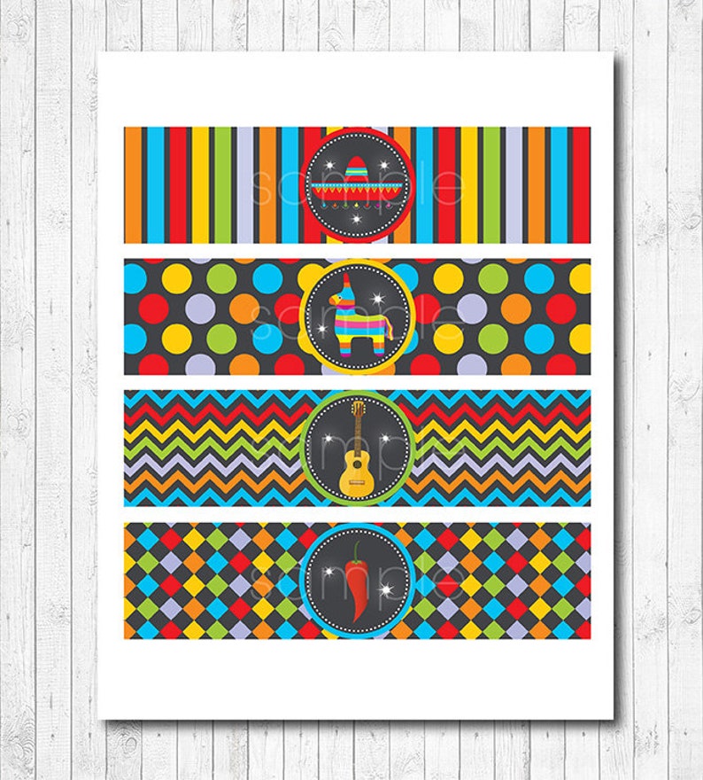 Mexican Fiesta Water Bottle Labels Mexican Fiesta Wrappers - Etsy