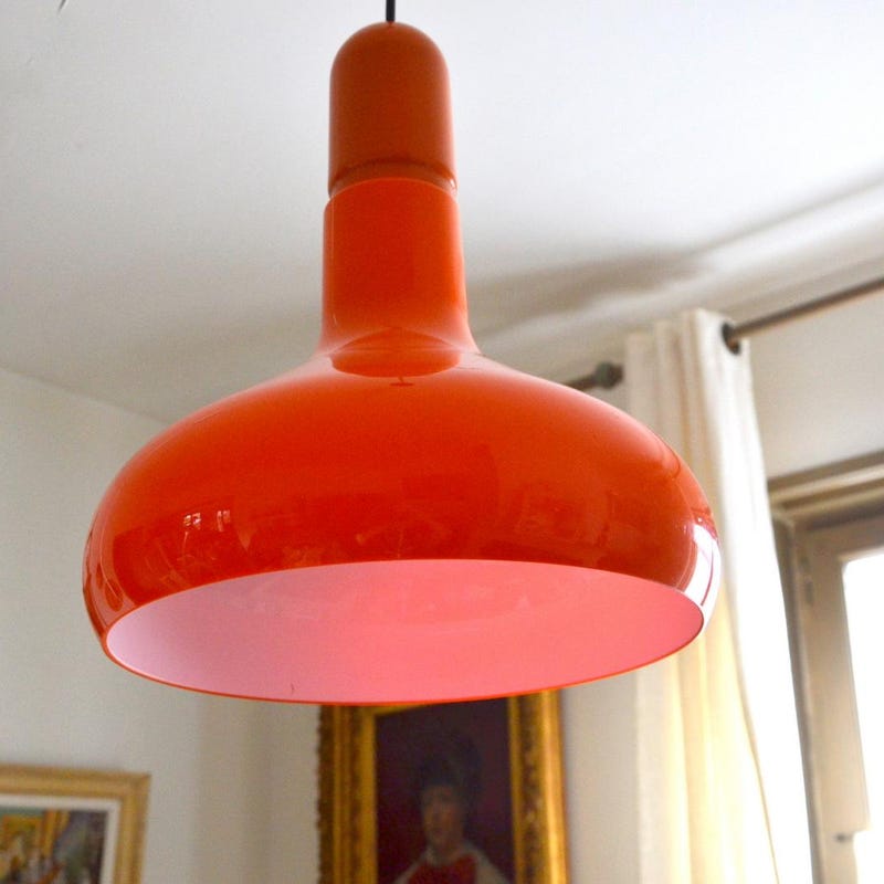 Orange Glass Retro Pendant Light - Etsy UK