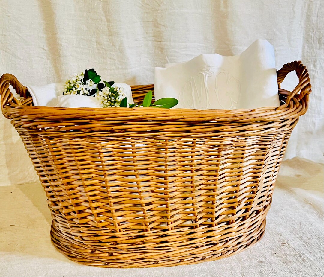 Antique Large French Handmade Laundry Basket/storage Basket - Etsy