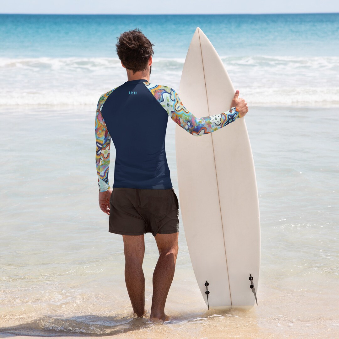 MEN FLOWER RASHGUARD | Blue Floral Activewear | Performance Cooling Top ...