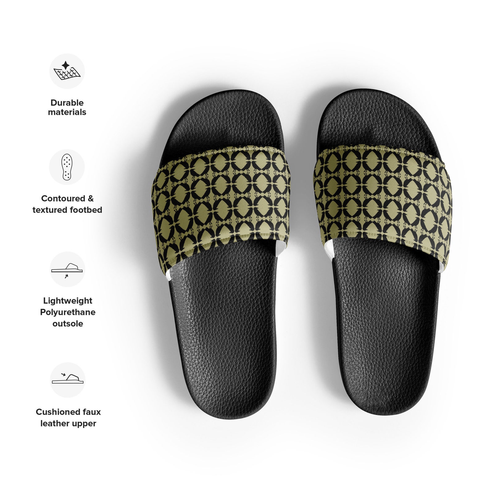 MENS BLACK CROW Slides | Open Toed Slides | Crow Print Footwear | Mens ...