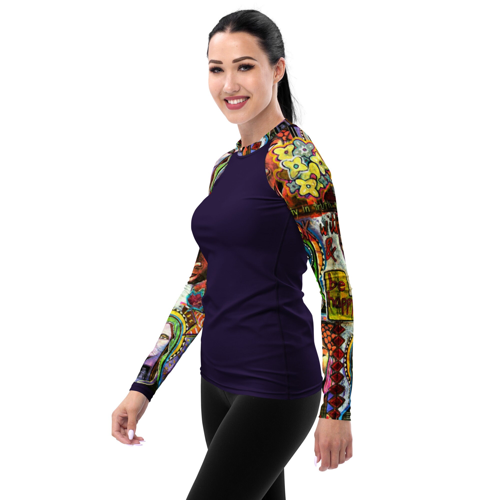 Be Happy in Purple Women's Rash Guard - Etsy
