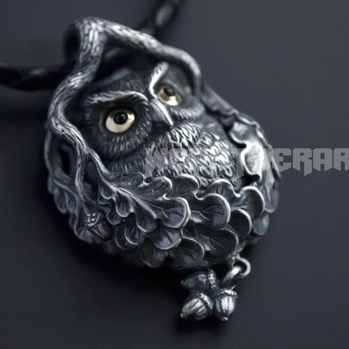 Moon & Stars Owl Pendant Necklace Moonstone Gemstone - Etsy