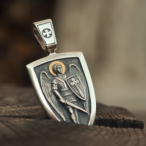 Archangel St.michael Protect Me Saint Shield 925 Sterling - Etsy