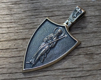 Archangel St.Michael Protect Me Saint Shield 925 Sterling | Etsy