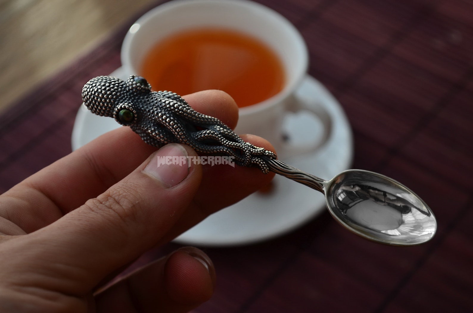 Sterling Silver Octopus Spoon With Black Pearls - Etsy
