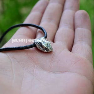 Silver Snake Head Necklace Pendant Original Silver Bead Animal Jewelry ...