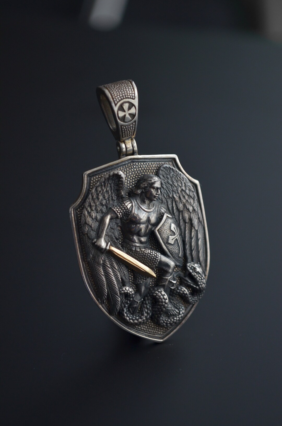 Archangel St.michael Protect Me Saint Shield 925 Sterling Silver ...