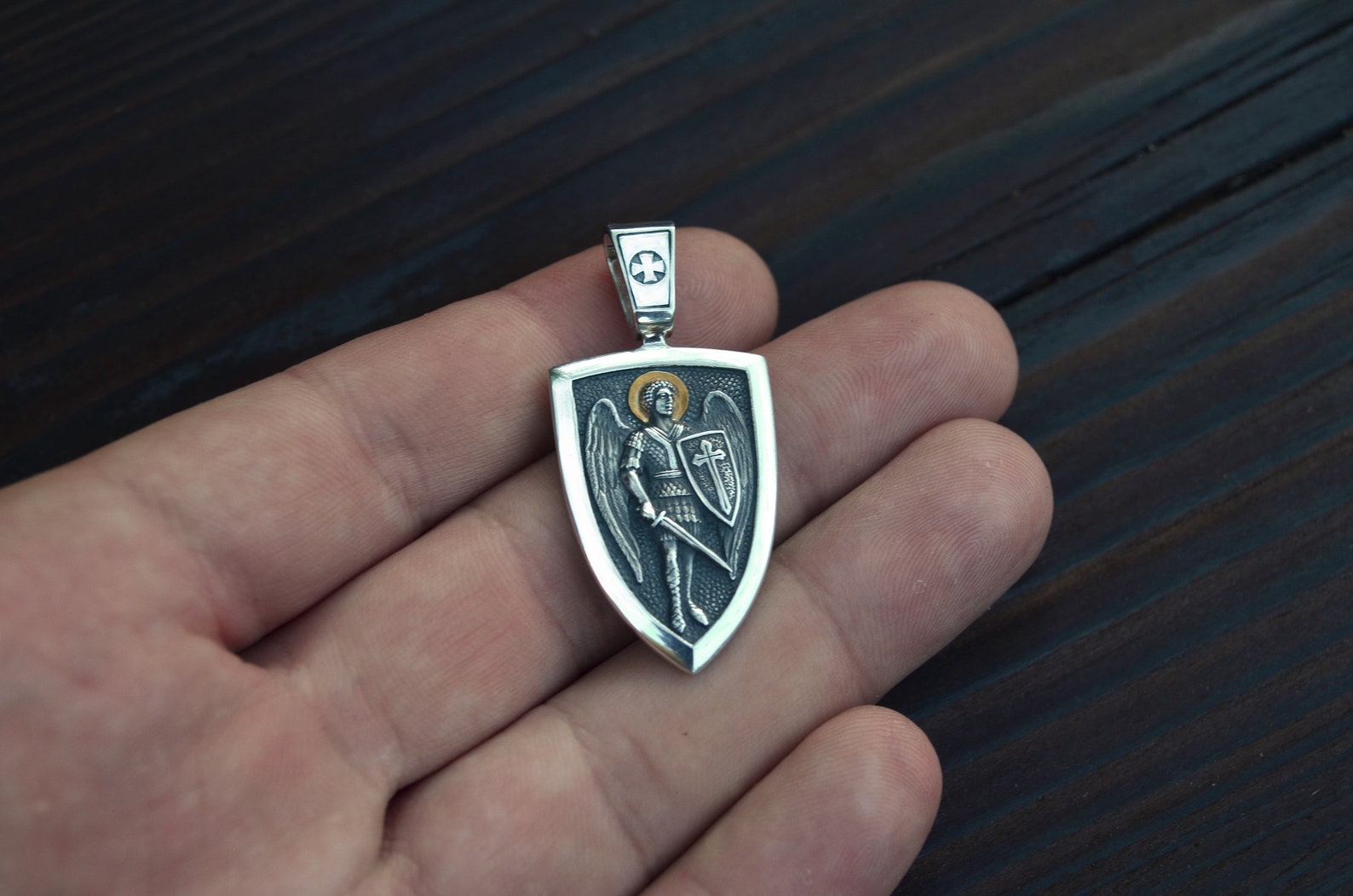 Archangel St.michael Protect Me Saint Shield 925 Sterling - Etsy