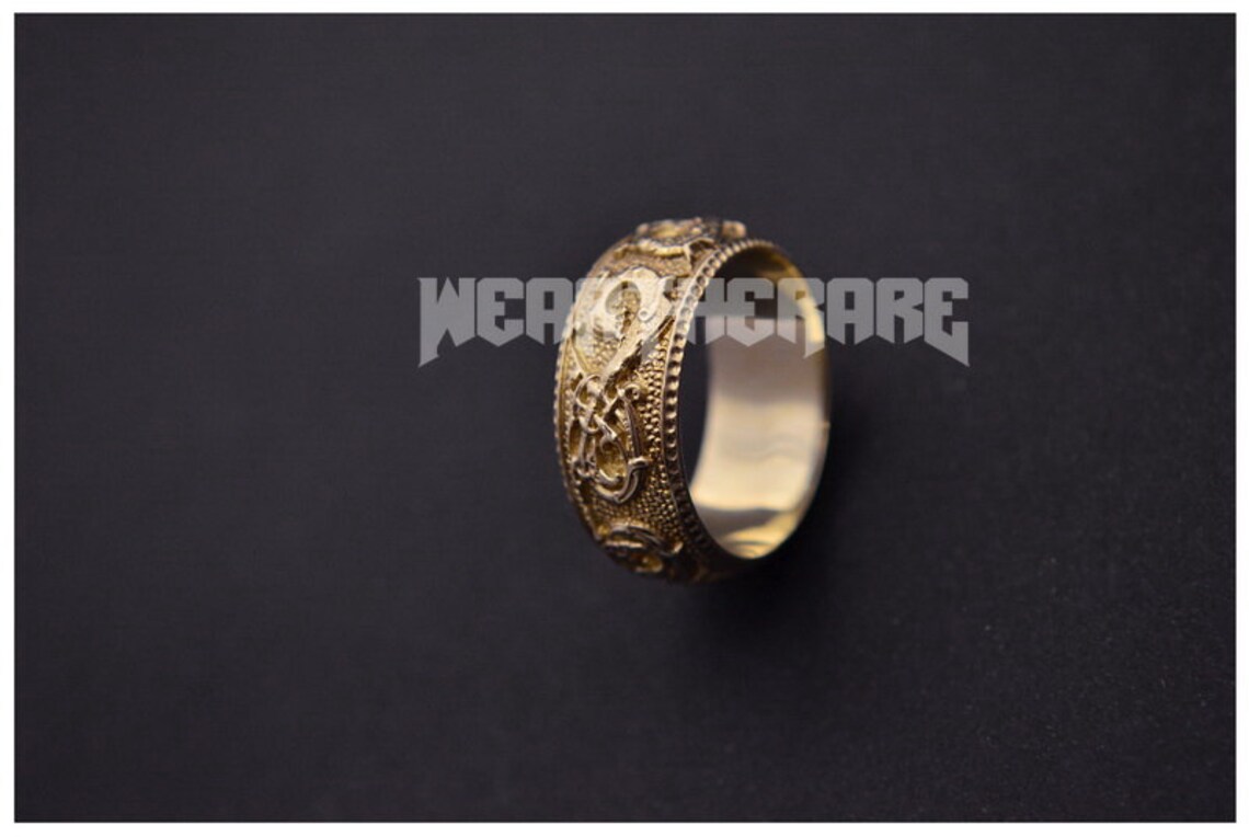 Norse Ringerike Dragon Viking Gold Ring Scandinavian Norse - Etsy