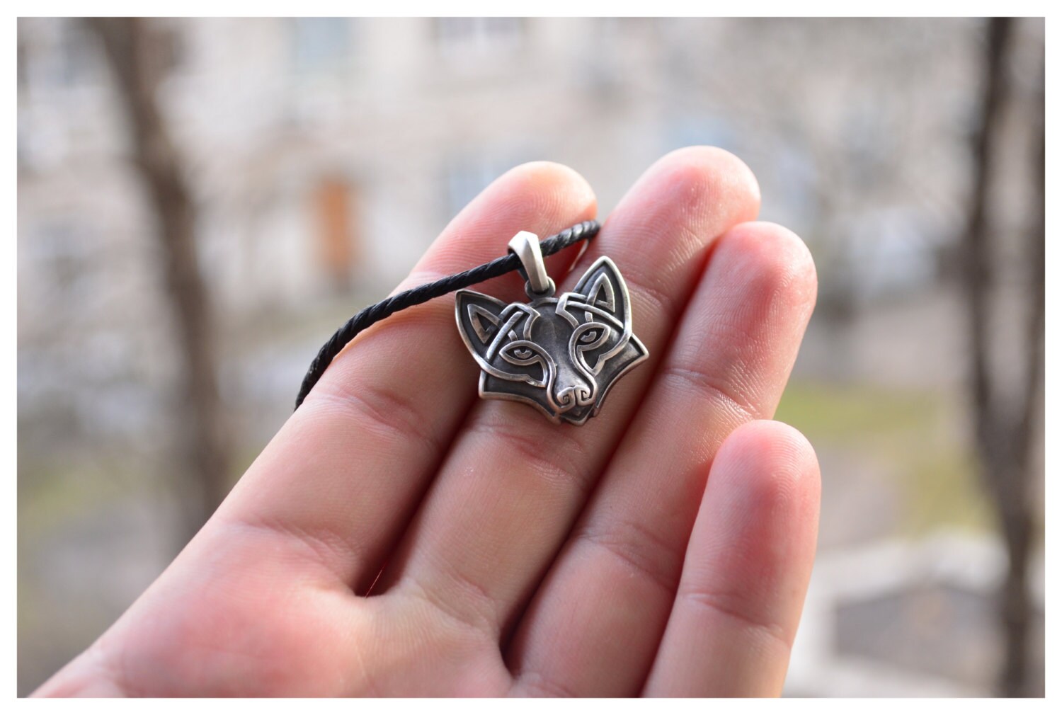 Silver Fox Head Necklace Pendant Celtic Animal Jewelry - Etsy