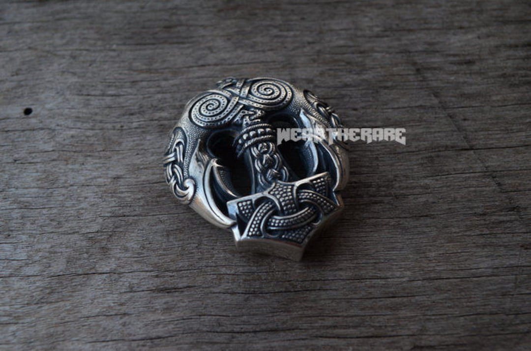 Thor Hammer Mjolnir Viking Amulet Silver Hammer Scandinavian Pendant ...