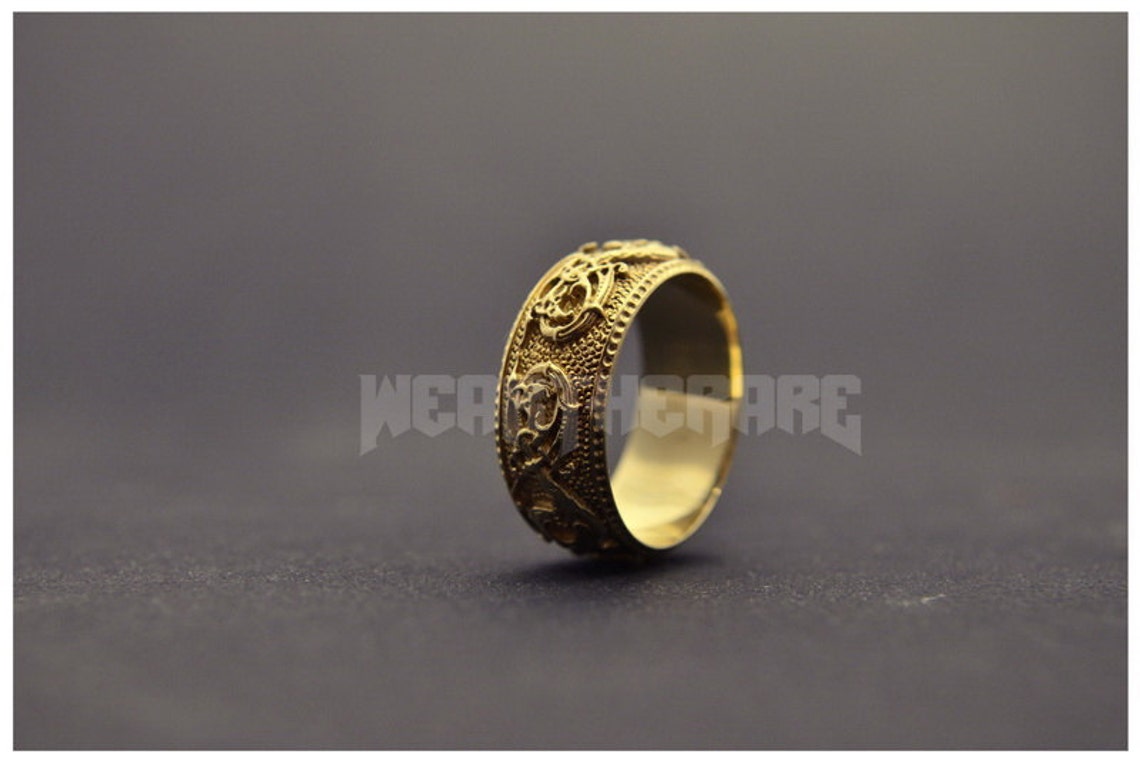 Norse Ringerike Dragon Viking Gold Ring Scandinavian Norse - Etsy