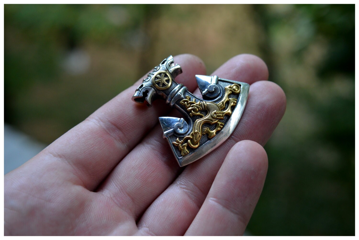 Huge Slavic Perun's Axe Pendant Sterling Silver Necklace | Etsy