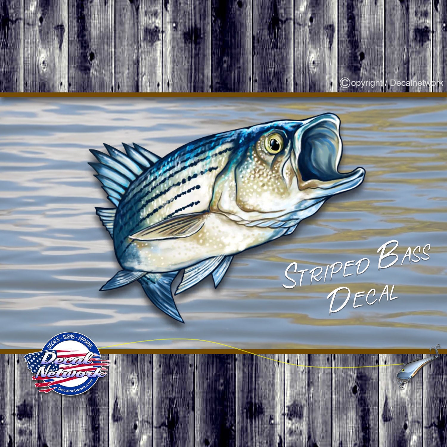 Striped Bass Rock fish fishing vinyl decal 6x 8 | Etsy