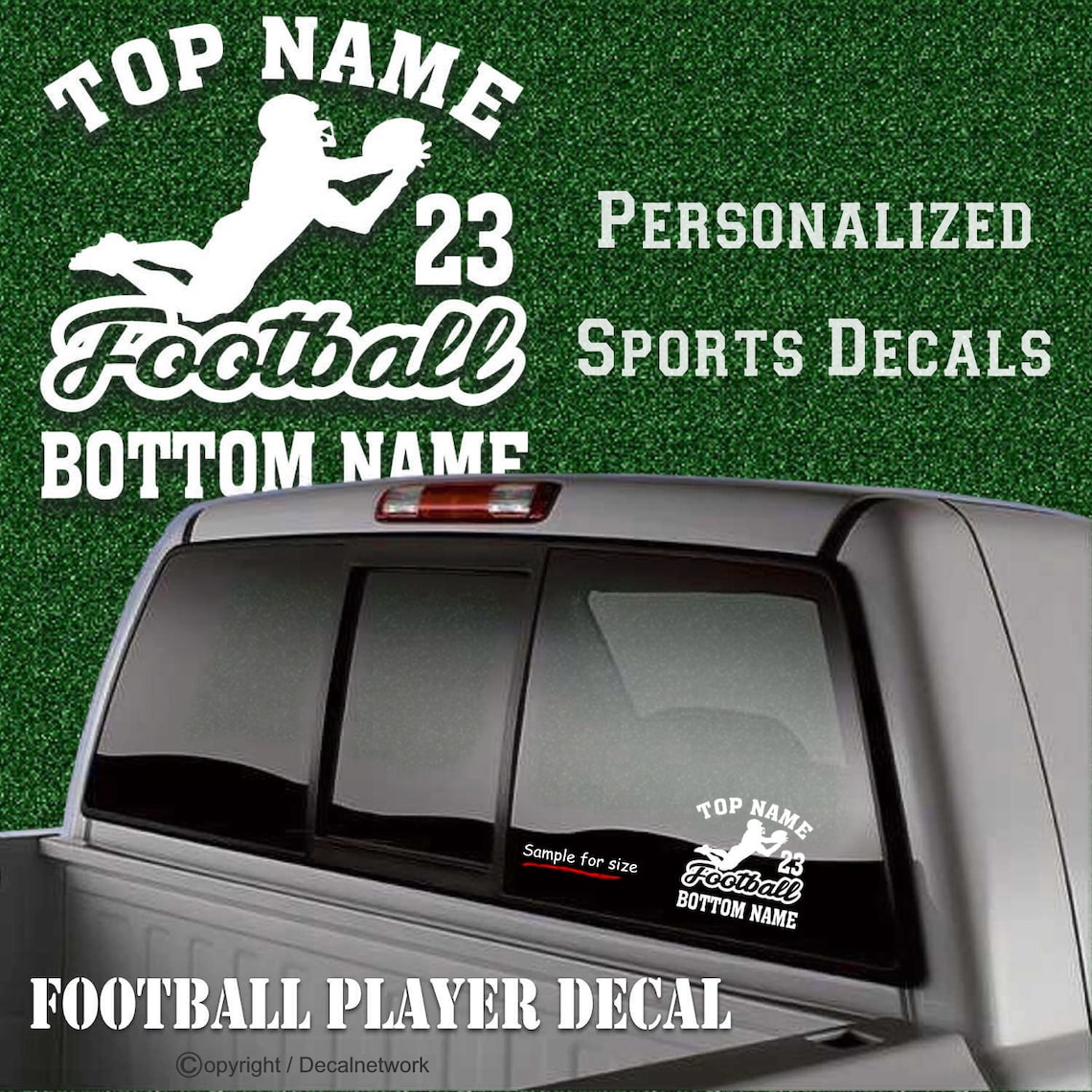 Football Window Decal Personalized Player Sports Team Sticker | Etsy