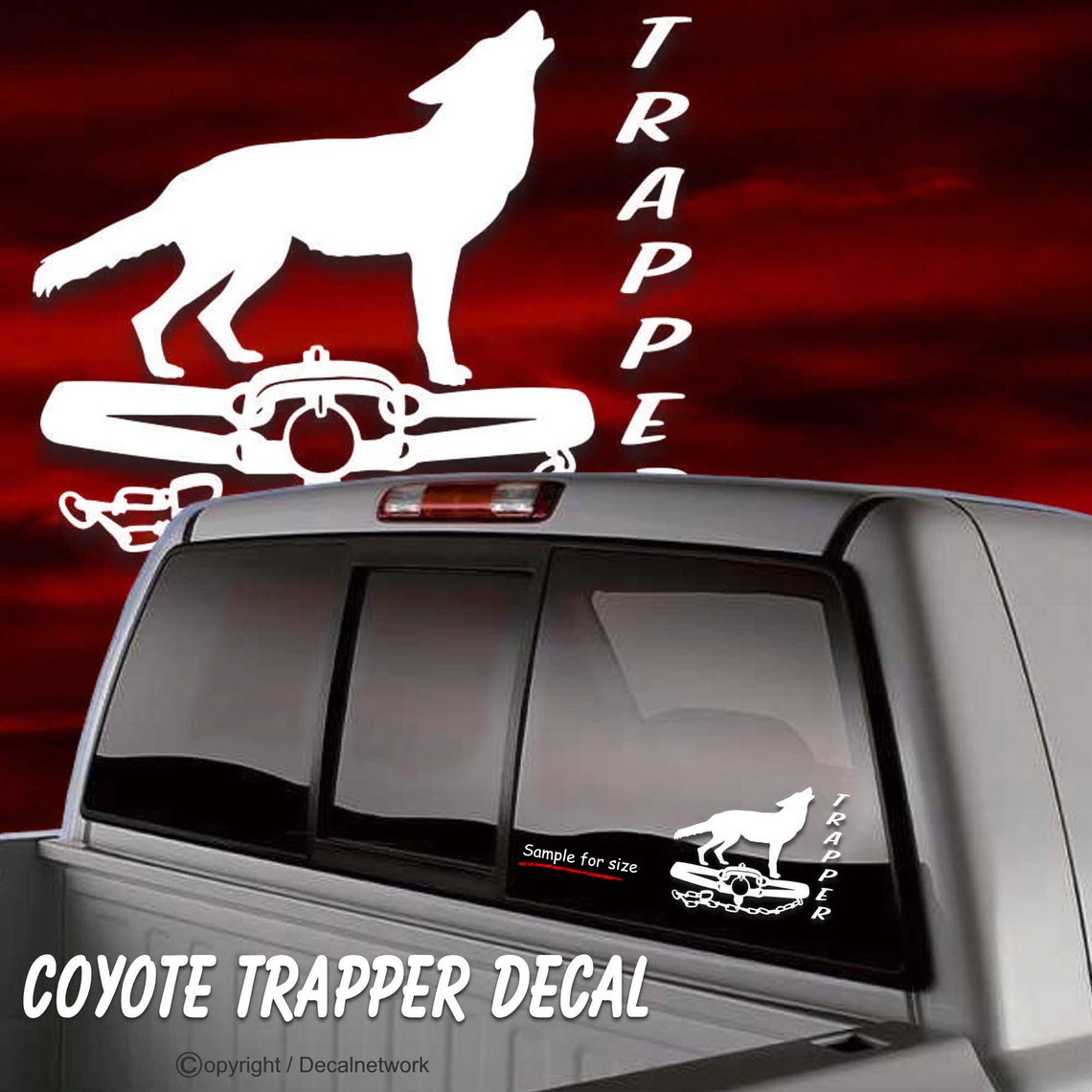 Coyote Trapper Vinyl Decal Trapping Design Truck Car Suv Window Sticker ...