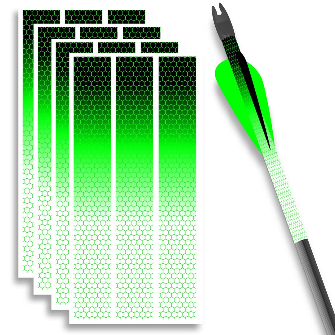 Arrow Wraps Qty. 14 1"x7" Honey Comb Fade Black-green-white Archery Bow ...