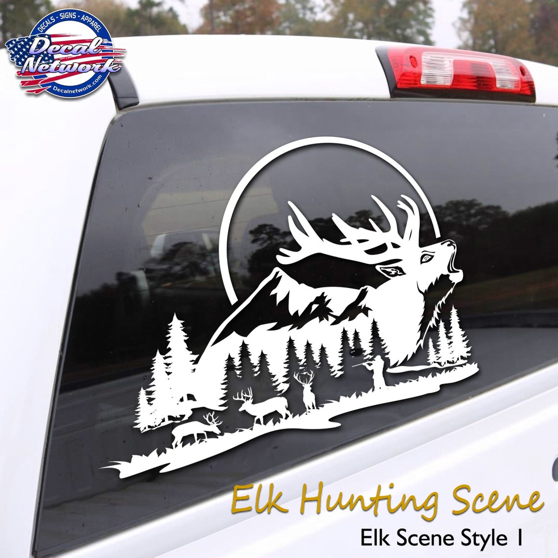 Elk Hunting Outdoors Scene Vinyl Window Decal Large Size - Etsy