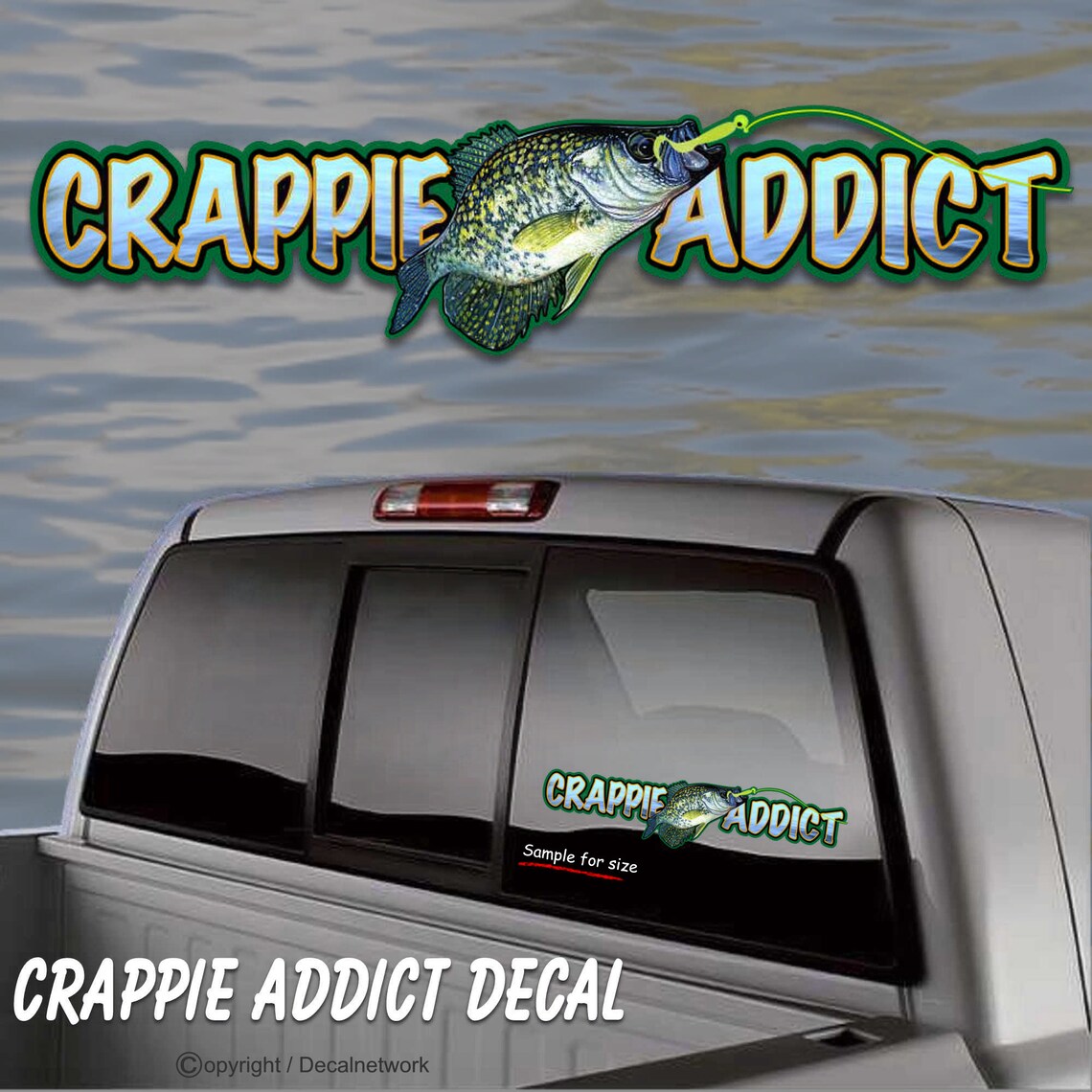 Crappie Addict, Fishing, Vinyl Decal, Full Color, 5"x 20", Truck, Car ...