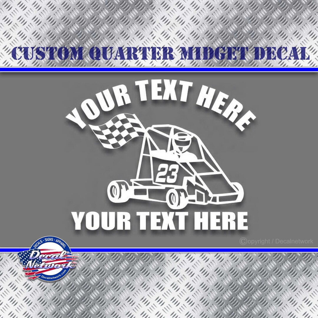 Quarter Midget, Race Car, Personalized Vinyl Decal, 5"x 6", Custom ...