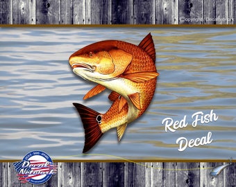 RED Fish Fishing Vinyl Decal 6.3x 7 Truck Car Suv | Etsy