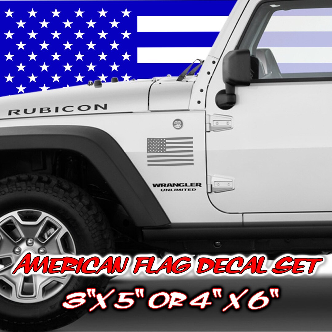 American Flag Vinyl Decal Set 1 Right and 1 Left Facing Three Size ...