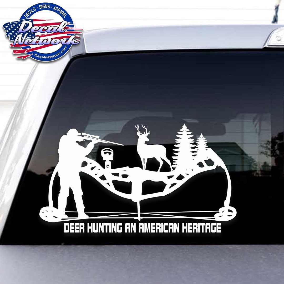 Deer Hunting an American Heritage Archery Buck Hunter Scene Vinyl ...