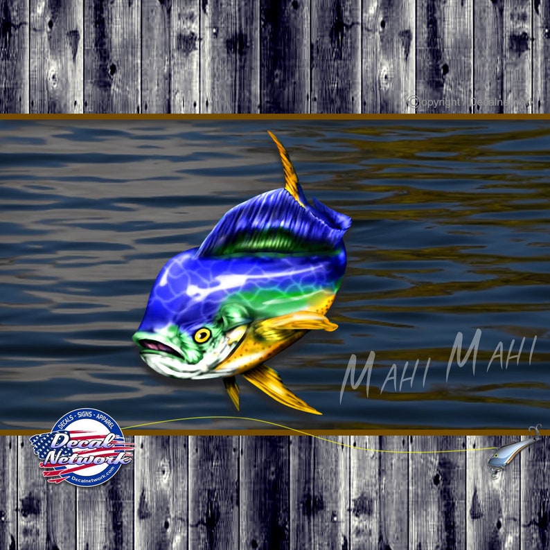 Mahi Mahi Fish Fishing Vinyl Decal 5.5""x 7.5" Truck Car Suv Window ...