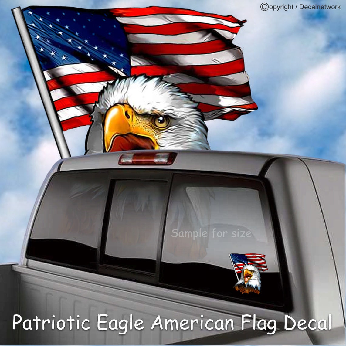 Bald Eagle Car Decal American Flag Patriotic Vehicle Window Vinyl ...