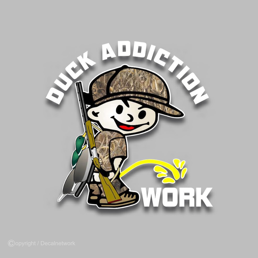 Duck Addiction Camo Pee Boy Peeing on Work 7x 7 Vinyl Decal Car Truck ...