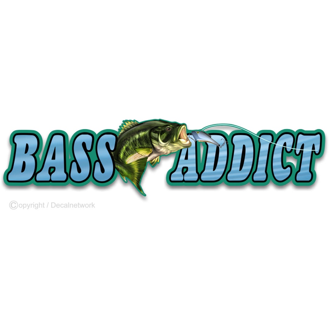 Bass Addict, Vinyl Decal, Full Color, Fishing, 5.5"x 20" Truck Car Suv ...