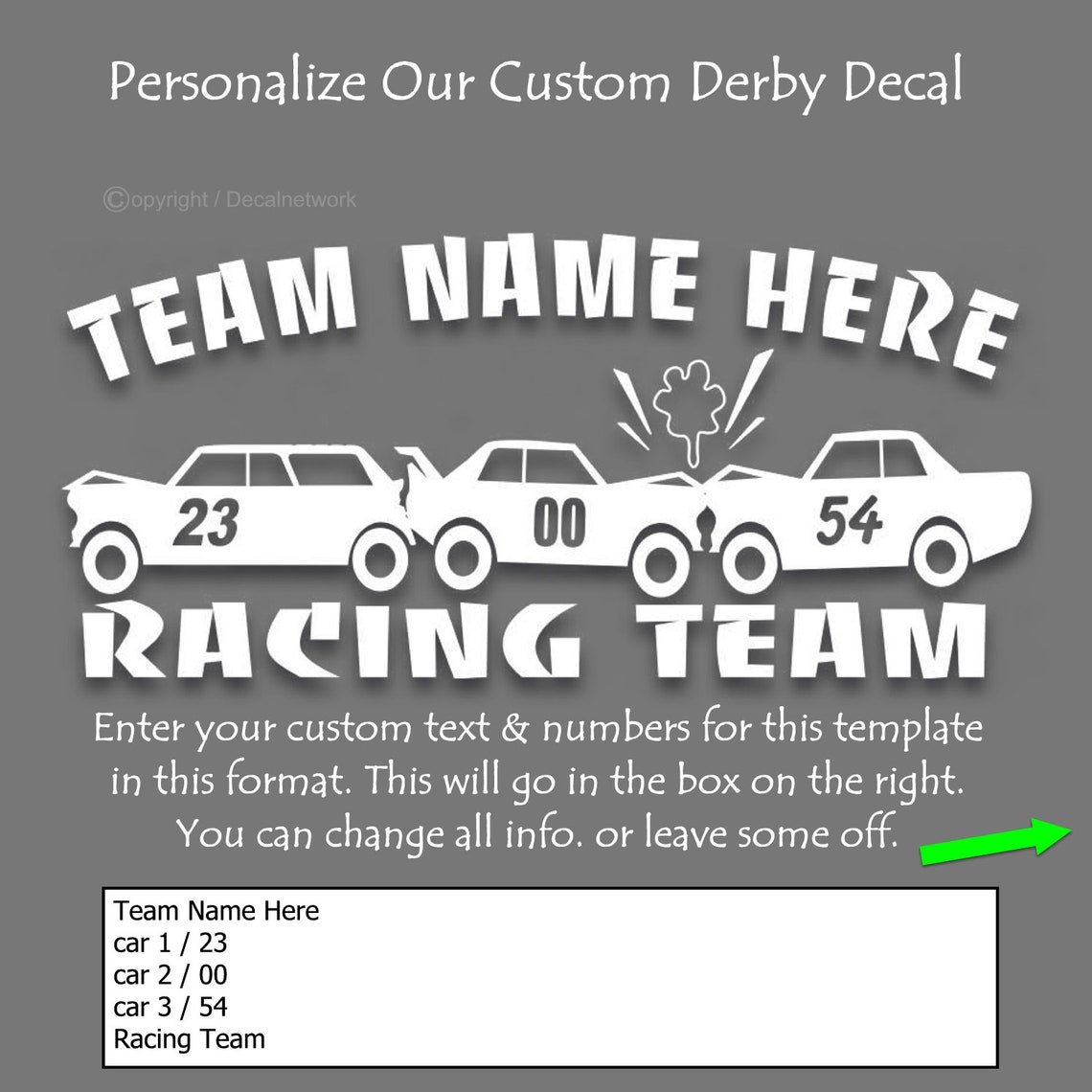 Custom, Demolition Derby, Vinyl Decal, With Your Text, Buy Our Multi ...