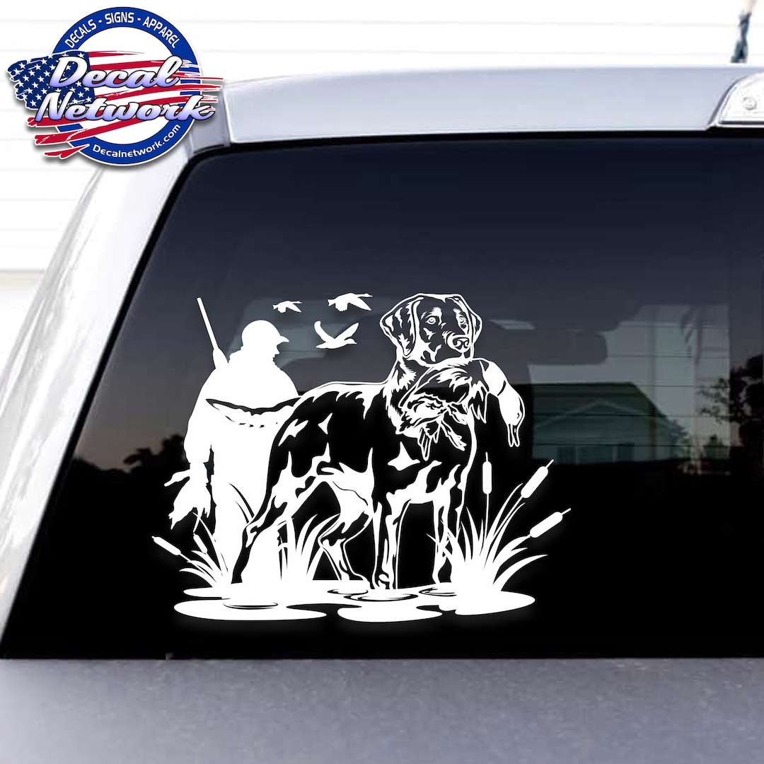 Duck Hunting Waterfowl Vinyl Decal Hunter With Lab and Mallard 3 - Etsy