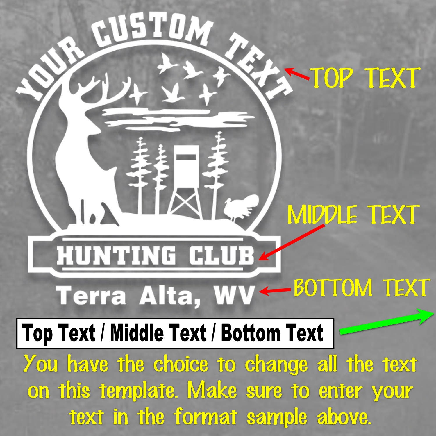 Hunting Club Custom Text Vinyl Decal 6" Buy 2 Get 40% Off - Etsy