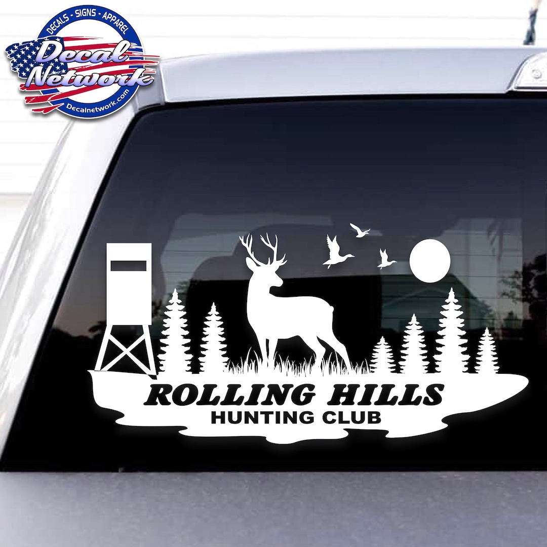 Hunting Club Deer Scene Custom Personalized Vinyl Window Decal Sticker ...