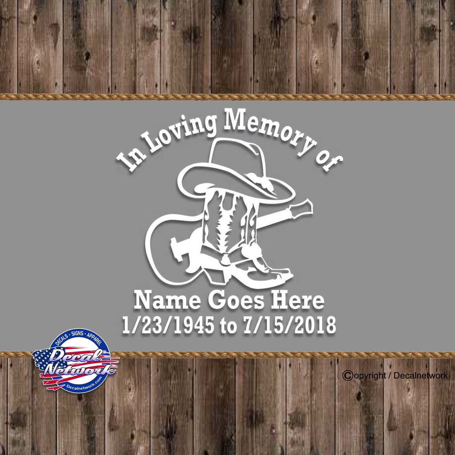 In Loving Memory of Window Decal Personalized Country Music | Etsy