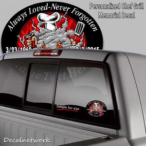 Personalized Chef Grill Vinyl Decal Always Loved Never Forgotten ...