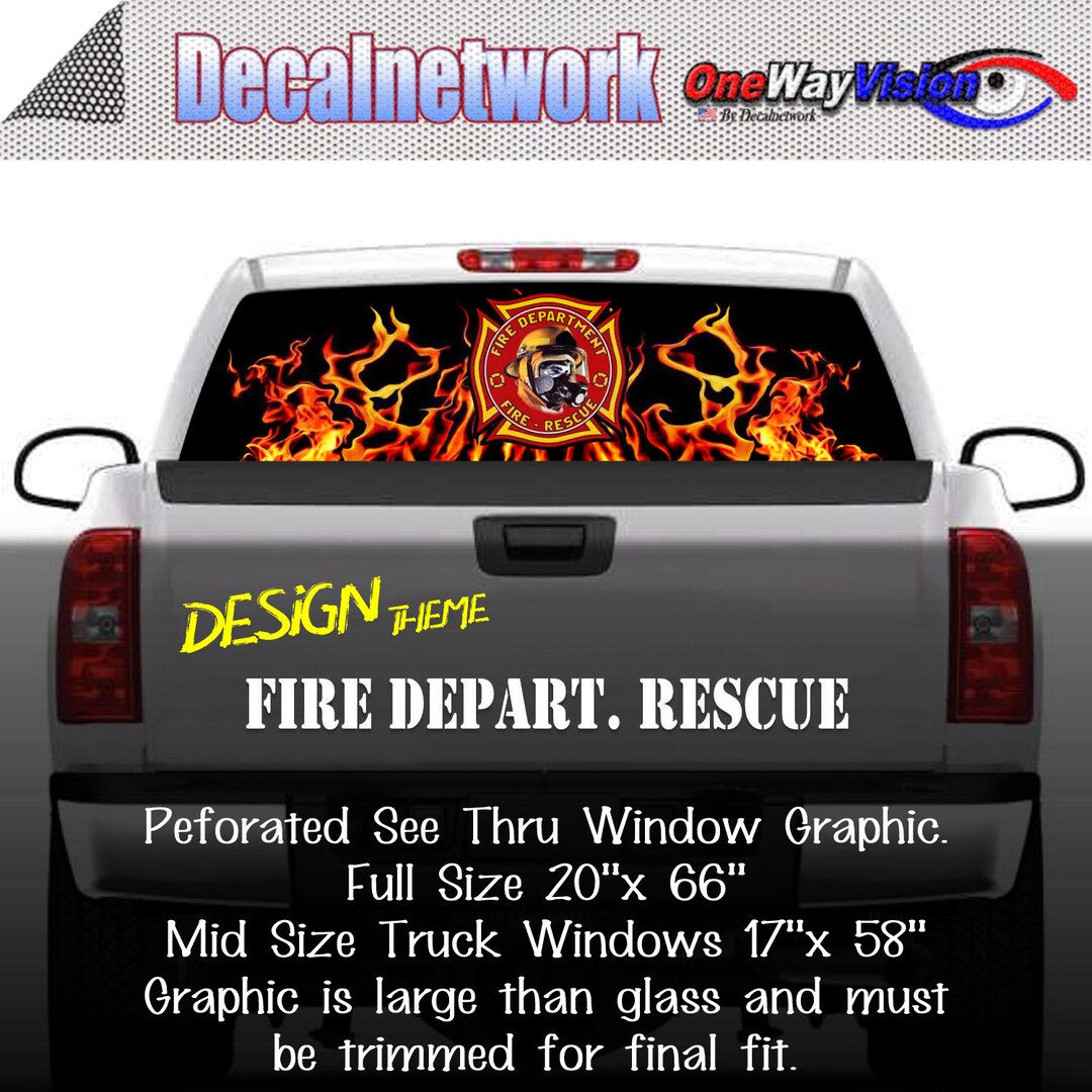 See Thru Window Graphic Firefighter Fire Department Rescue the Line of ...