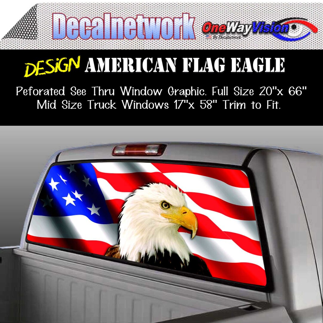 See Thru Window Graphic American Flag Eagle Full Size and Mid Size ...