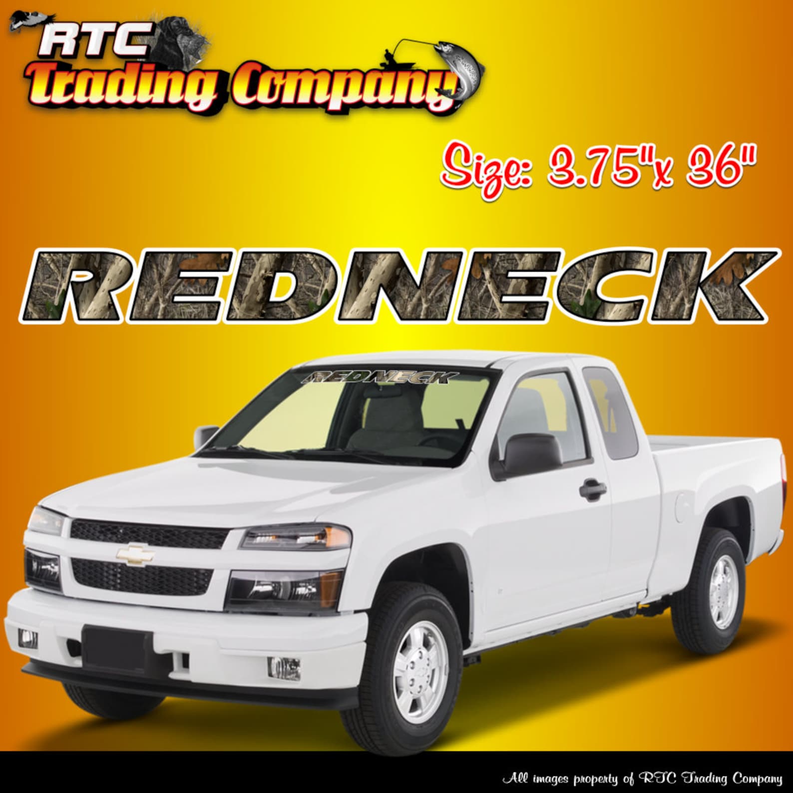 REDNECK, Camouflage, Windshield Decal, Window Banner, Vinyl Sticker, 3. ...