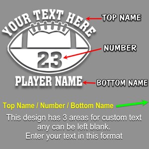Football Window Decal Personalized Sports Team Sticker 5.5"x 5.5" Buy 2 ...