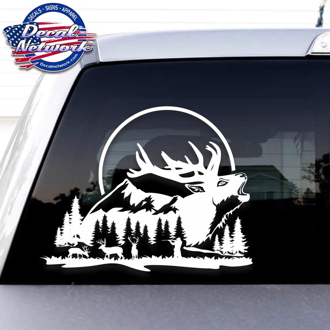 Elk Hunting Outdoors Scene Vinyl Window Decal Large Size - Etsy