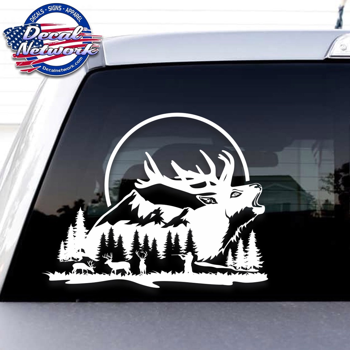 Elk Hunting Outdoors Scene Vinyl Window Decal Large Size - Etsy