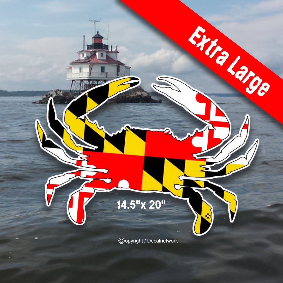 Maryland Flag Blue Crab Decal 14.5"x 20" Extra Large Sticker - Etsy