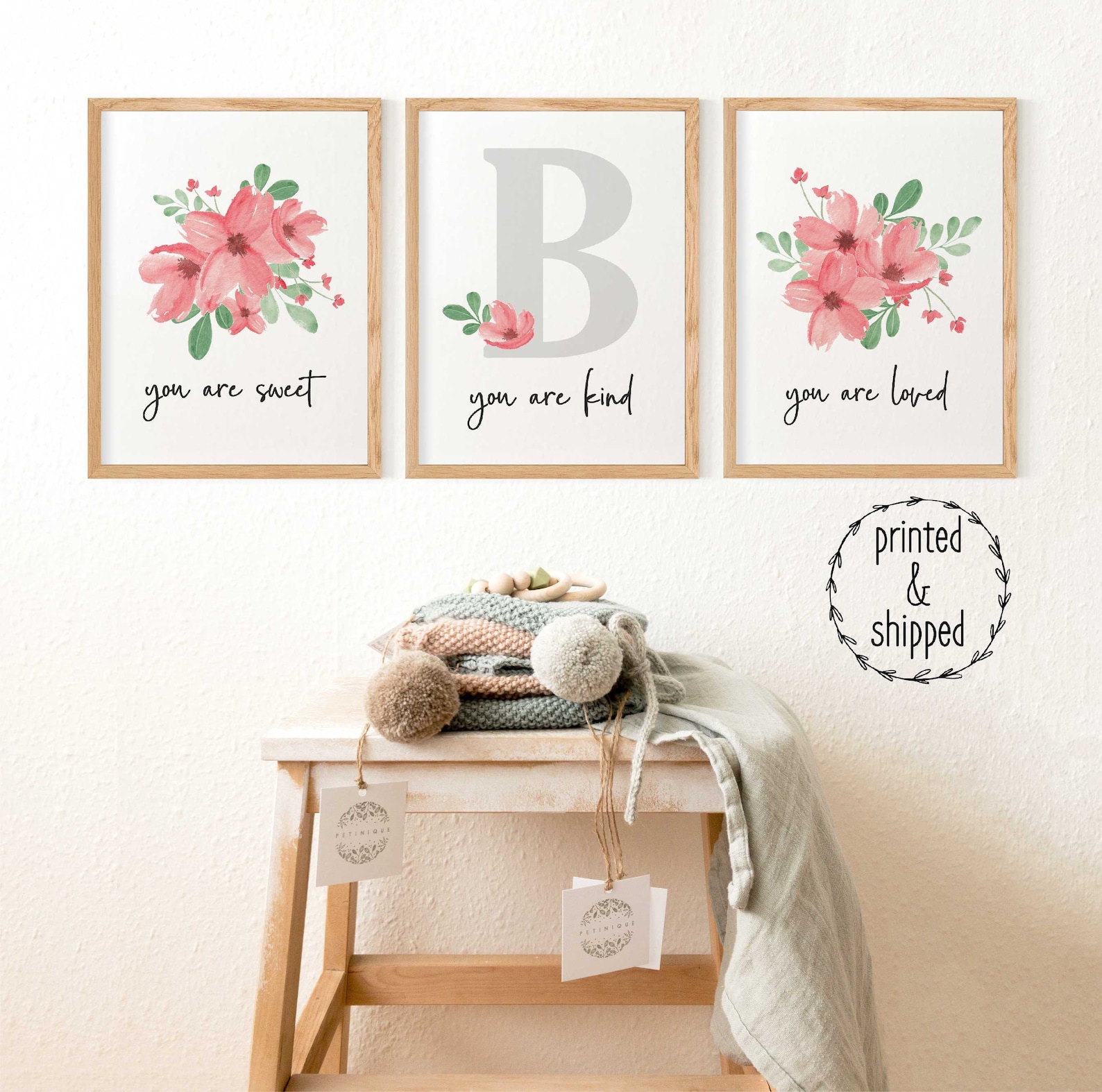 Girls Printed Wall Art Set of 3 Prints Custom Girls | Etsy