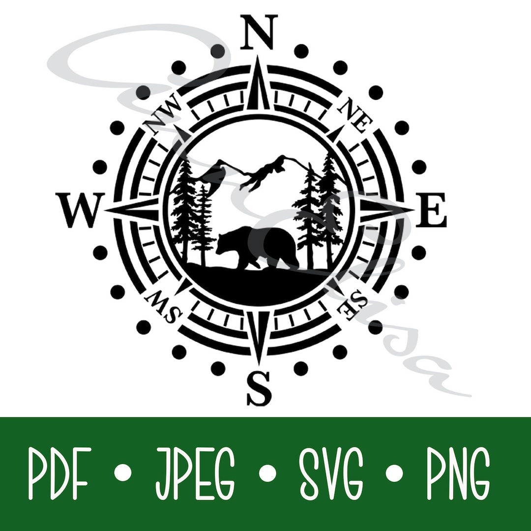 Compass and Bear Decal Download - Etsy